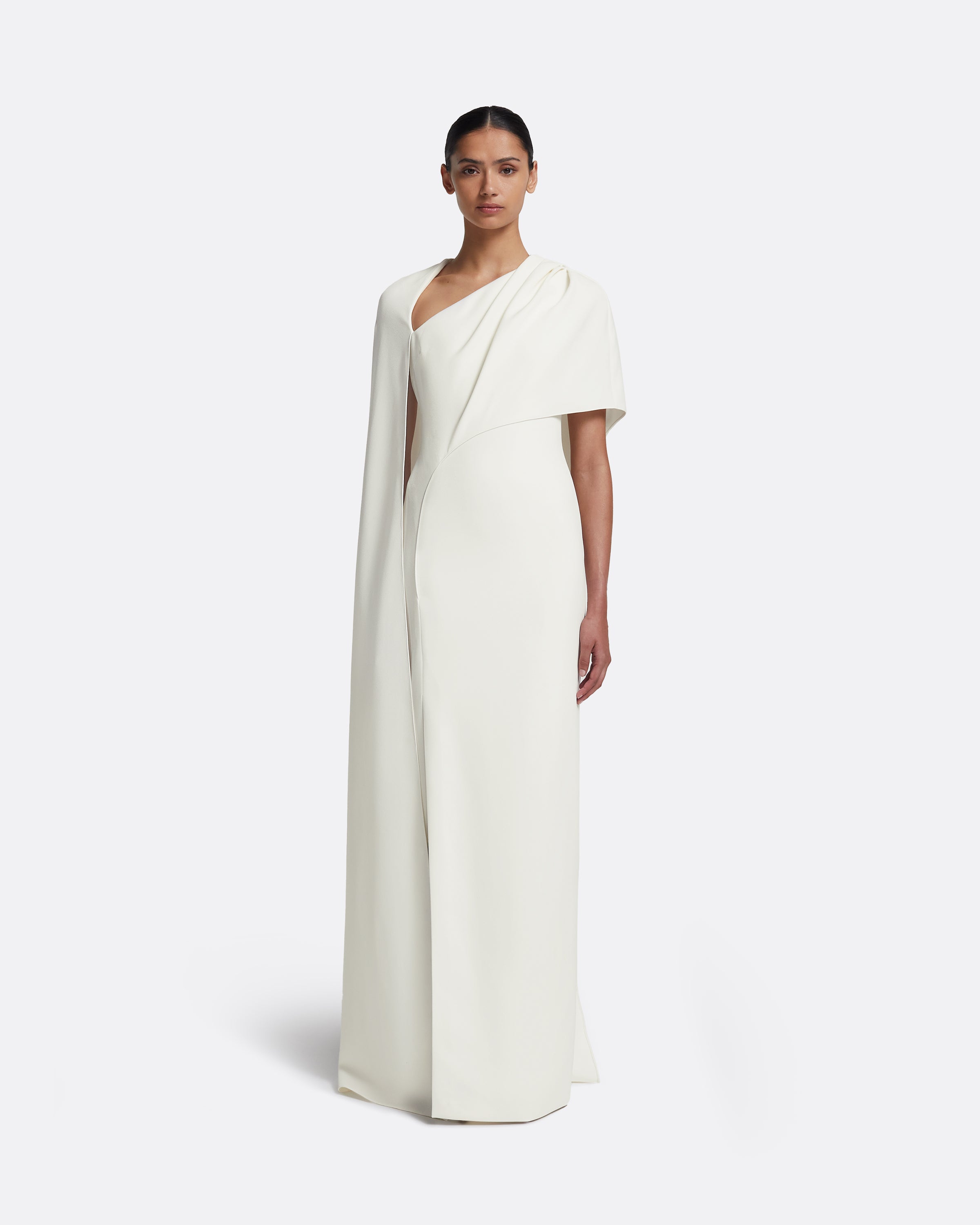 Contessa Long Dress in Ivory – Safiyaa London