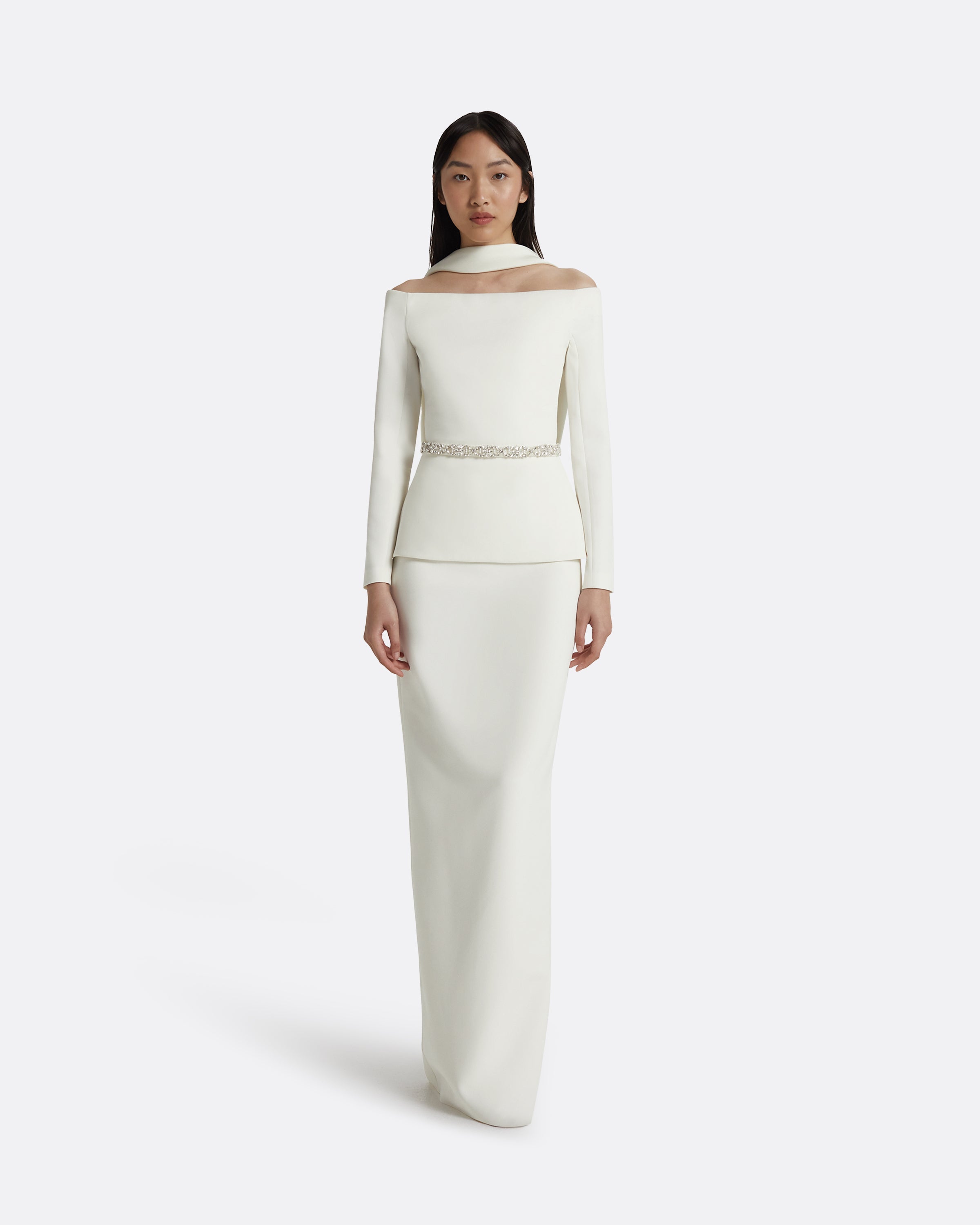 Lucile Ivory Top With Embroidered Belt – Safiyaa London