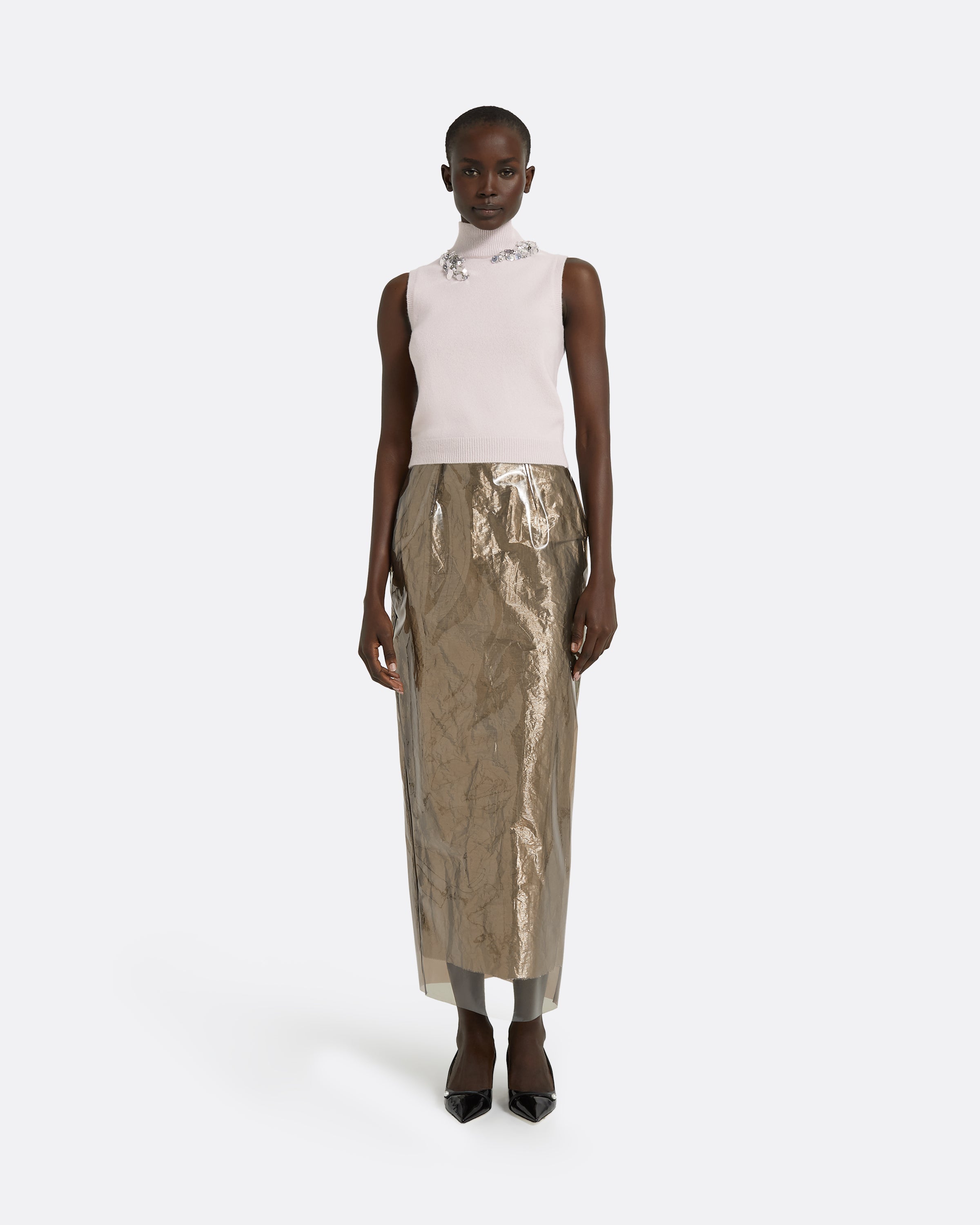 Aysel Barely Pink & Silver Knit Top – Safiyaa London